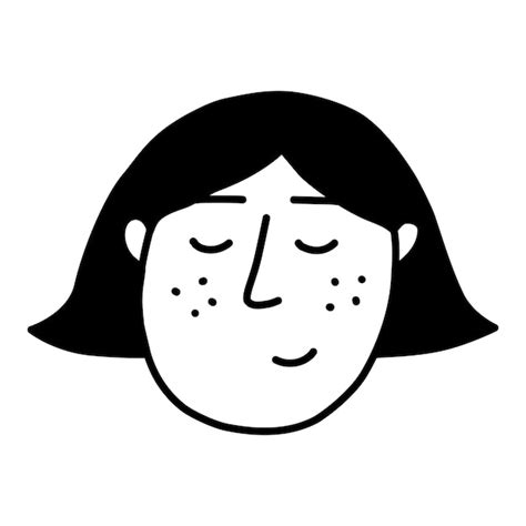 Lindo Rostro Femenino Joven Con Pecas Ilustración De Vector Simple En