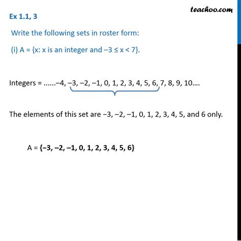 Ex 1 1 3 I Write In Roster Form A {x X Is An Integer And 3 ﻿≤