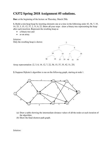 372 Homework 5 Solutions CS372 Spring 2018 Assignment 5 Solutions Due At The Beginning Of
