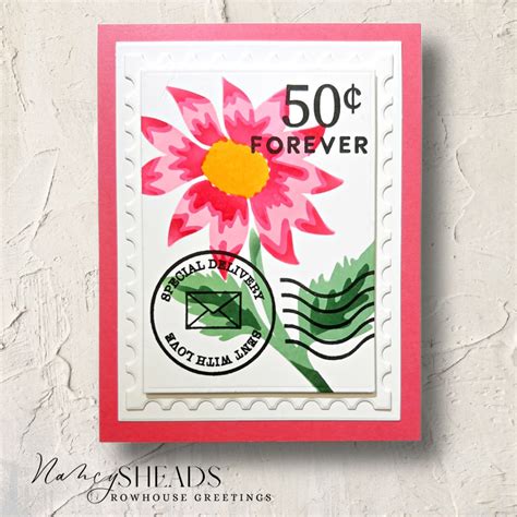 Sketched Aster Stencil Waffle Flower Rowhouse Greetings Nancy Sheads