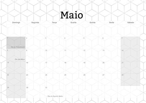 Calendario Mensal 2022 Preto E Branco Maio Fazendo A Nossa Festa