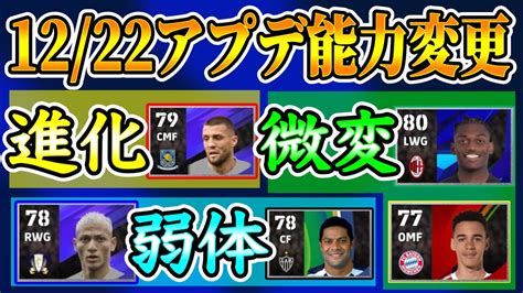 【アプデ変更】efootball2023 1222アプデ能力変更まとめ 極小規模アプデの中で変化のあった有名選手9名紹介 乗り換える