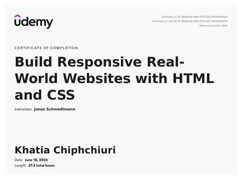 Completion Certificate For Htmlcss Javascript Khatia Chiphchiuri