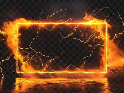Premium Psd Psd Spiky Lines Light Neon Frame With Lightning Bolts And