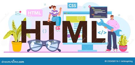 html typographic header website development process stock illustration