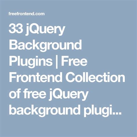 33 JQuery Background Plugins Free Frontend Collection Of Free JQuery
