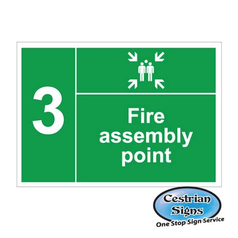 Fire Assembly Point 3 Signs 600mm X 400mm Cestrian Signs