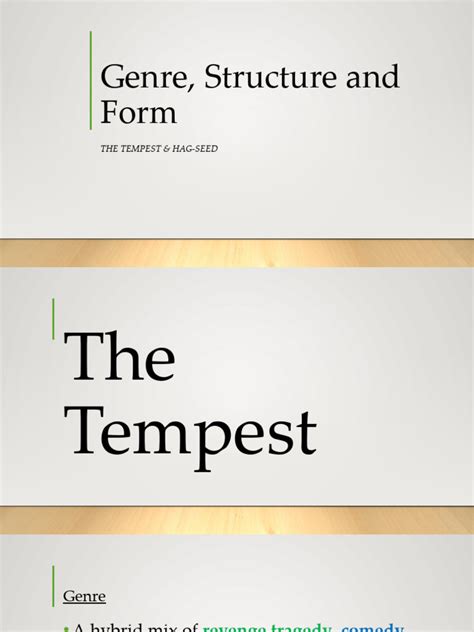 Tempest And Hag Seed Genre Structure And Form Pdf The Tempest