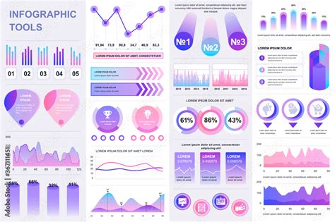 Bundle Infographic Ui Ux Kit Elements Different Charts Diagrams Workflow Flowchart