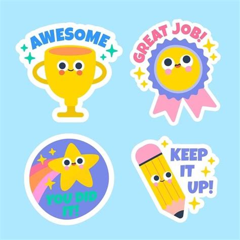 Premium Vector Cartoon Good Job Stickers Teacher Stickers Reward
