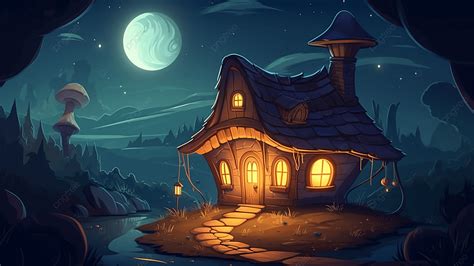 목조 주택 밤 하늘 만화 그림 나무집 밤하늘 아름다운 집 배경 일러스트 및 사진 무료 다운로드 Pngtree