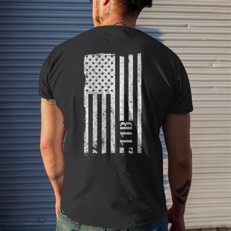 11b Infantryman Military Mos Vintage American Flag Mens Back Print T Shirt Mazezy