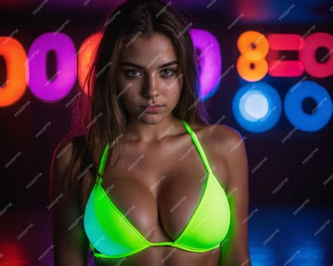 Premium Photo A Woman In A Neon Green Bikini Top