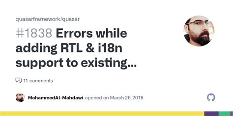 Errors While Adding RTL I18n Support To Existing Quasar App Issue