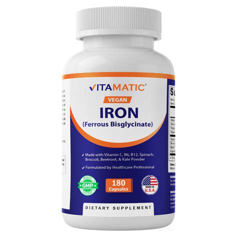 Vitamatic Vegan Iron With Vitamin C B6 B12 And Folic Acid Plus Spina