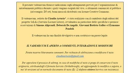 Vademecum Selili Eseguire In Pubblico Musica In Creative Commons