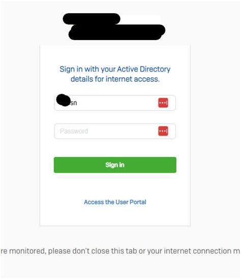 Nothing Happens When Typing In Credentials For User Portal