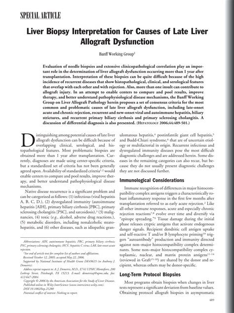 Pdf Liver Biopsy Interpretation For Causes Of Late Liver Allograft