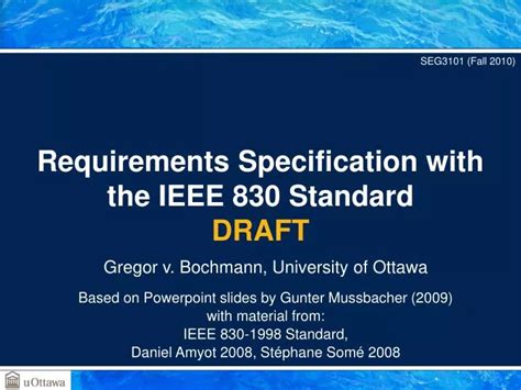 Ppt Requirements Specification With The Ieee 830 Standard Draft