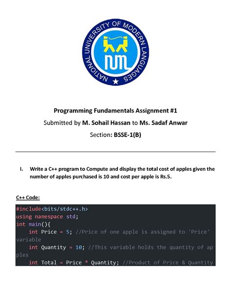 Solution Programming Fundamentals Assignment 1 Studypool