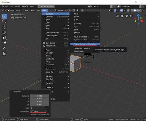 modeling how to snap and align an object to the 3d cursors position