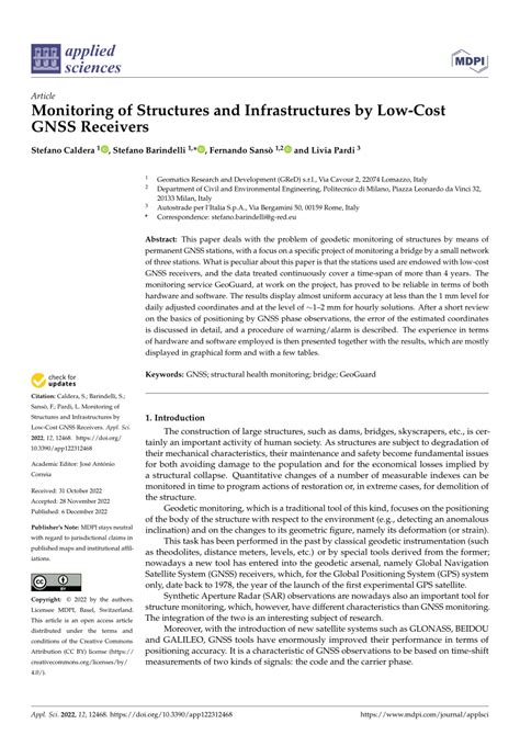 Pdf Monitoring Of Structures And Infrastructures By Low Cost Gnss