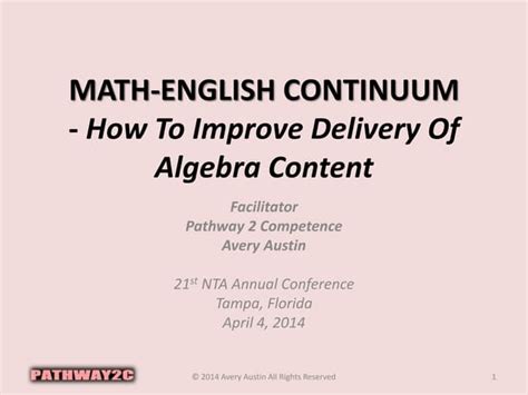 Math English Continuum How To Improve Delivery Of Algebra Content Ppt
