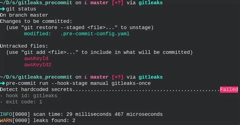 `pre Commit Run A` Outputs Different Result To `gitleaks Repo Url