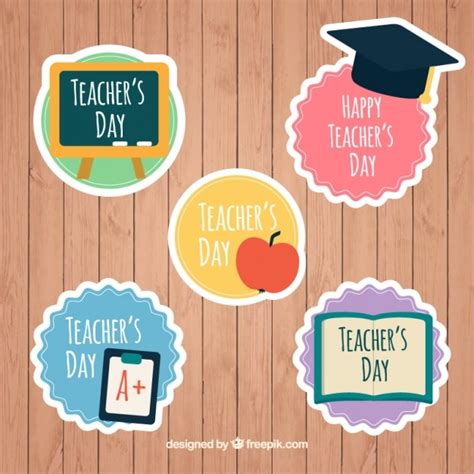 Free Vector Cute Stickers For Teacher S Day