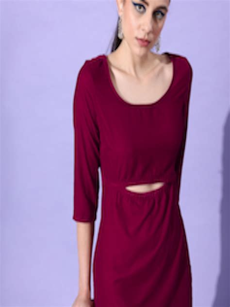 Buy Mast Harbour Dark Magenta Cut Out Party Lity Metallic Sheen