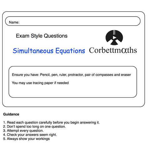 Simultaneous Equations Gcse Revision Tes Tessshebaylo
