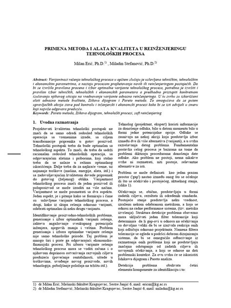 Primena Metoda I Alata Kvaliteta U Reinz Pdf