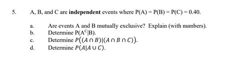 solved a b and c are independent events where p a p b