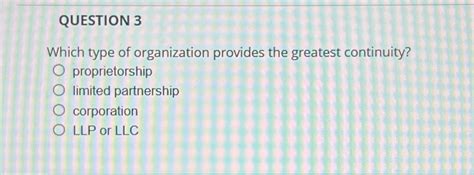 Solved Question 3which Type Of Organization Provides The