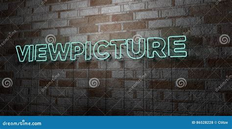 Viewpicture Glowing Neon Sign On Stonework Wall 3d Rendered Royalty