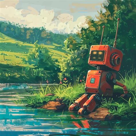 Free Photo Cartoon Ai Robot Character Scene