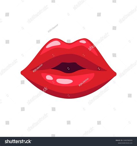 Female Lips Red Lipstick Pouting Isolated Stock Vector Royalty Free