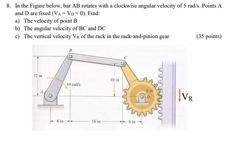 Solved 8 In The Figure Below Bar Ab Rotates With A