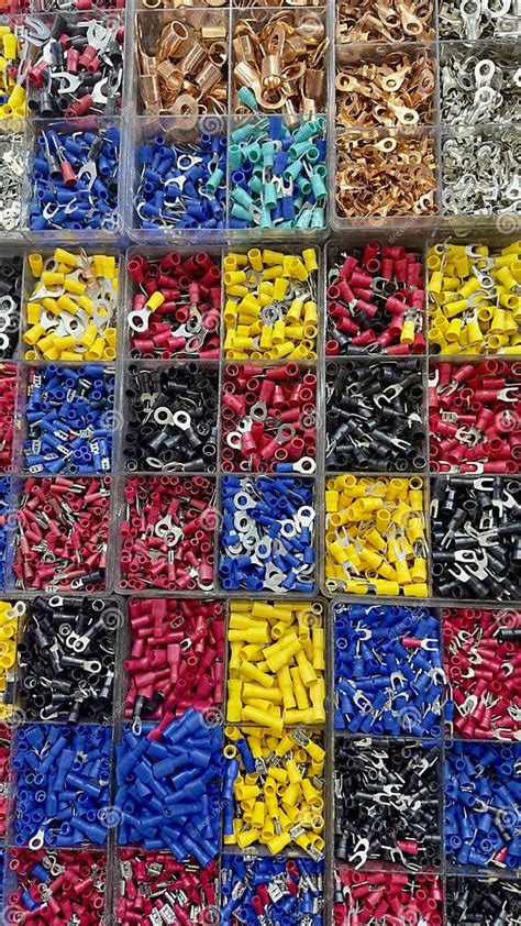 Crimp Terminals Are Electrical Terminals Combined Together In Different Colors Stock Image