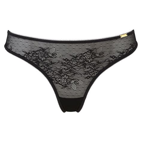 Gossard Glossies Lace Black Sheer Lace Thong 13006 Lavinia Lingerie