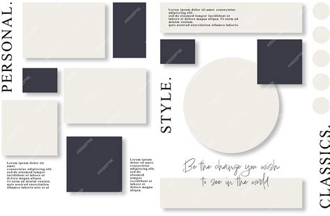 Vector Photo Collage Modèle Moodboard Photos Grilles Illustration