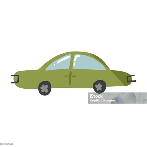 손으로 그린 스타일로 귀여운 낙서 승용차 디자인 어린이 보육 방 옷 지도 및 섬유 만화 벡터 일러스트 흰색에 고립 0명에 대한 스톡 벡터 아트 및 기타 이미지 Istock