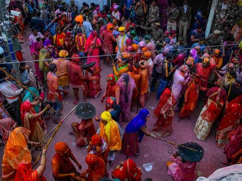 Watch Women Showering Sticks On Men As Barsana Celebrates Lathmar Holi
