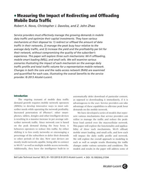 Pdf Measuring The Impact Of Redirecting And Offloading Mobile Data