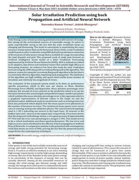Solar Irradiation Prediction Using Ann