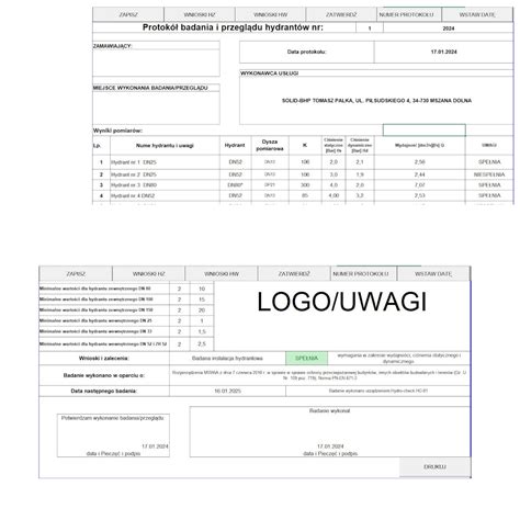 Protokół Z Badania Hydrantów Vba Program Vba Do Obsługi Pomiarów
