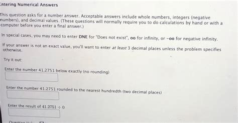 Solved Entering Numerical Answers This Question Asks For A