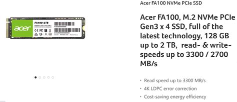 Acer Ssd Gb Gb Gb Gb Tb Tb Fa Fa Gen X Nvme Gen Gen M Pcie