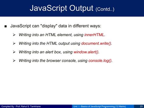 Css Unit I Basics Of Javascript Programming Pdf