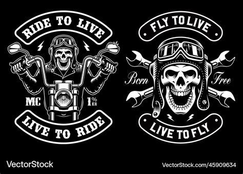 Skull Biker Patch Collection Royalty Free Vector Image
